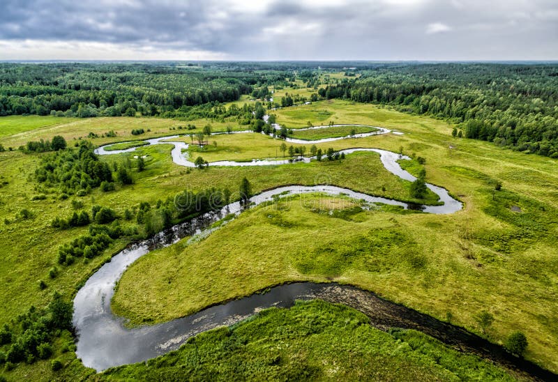The River Valley, the Upper View from the Drone Stock Image - Image of ...