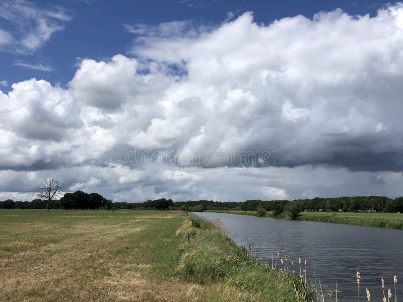 The River Vecht in Overijssel Stock Image - Image of clouds, vecht ...