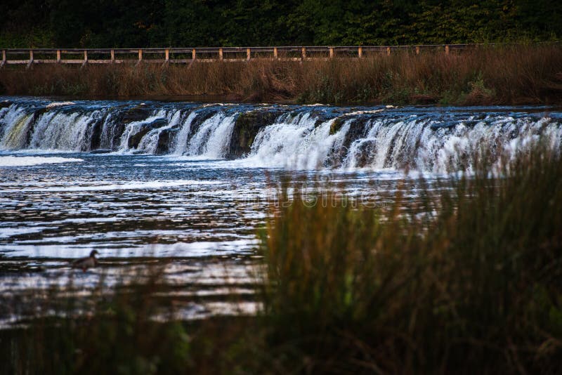 Venta Waterfall in the Fog, Kuldiga, Latvia. Captured from Above Stock ...