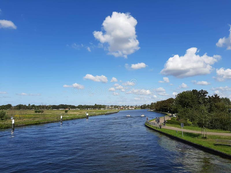 River View from a Bridge in the Netherlands during the Summer Stock ...