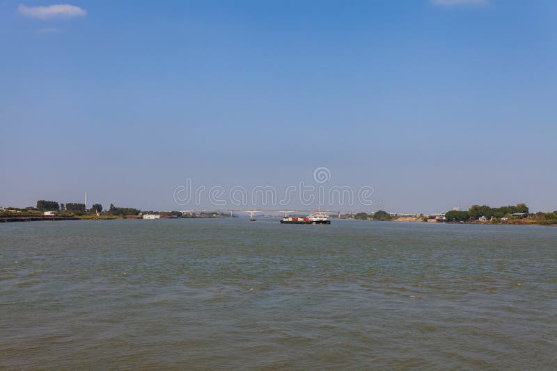 River View with Building on Both Sides Stock Image - Image of outdoor ...