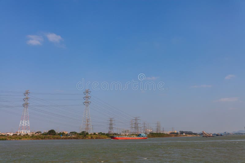 River View with Building on Both Sides Stock Image - Image of cityscape ...