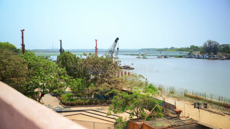 River View Construction Cranes and Bridge Stock Footage - Video of project, distance: 346740674