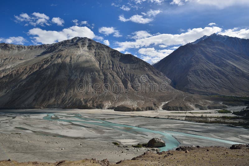River view in Diskit stock photo. Image of lake, blue - 74535414