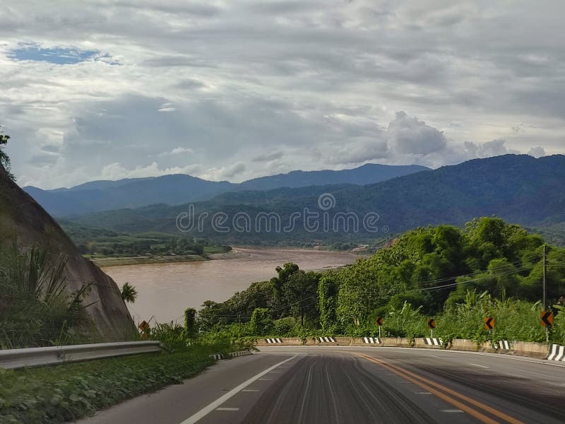 The River View from Downhill Slope. Stock Image - Image of valley, road ...
