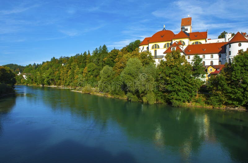 River view on Fussen editorial stock image. Image of banks - 93680489