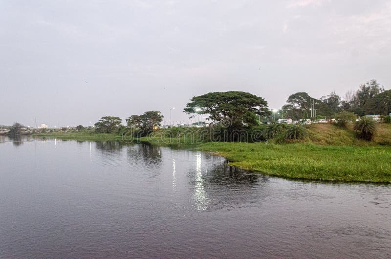 River View with Lush Green River Banks Stock Photo - Image of summer ...