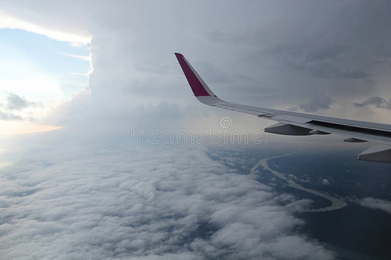 River View and Rain from Airplane. Storm from the Above Stock Image ...