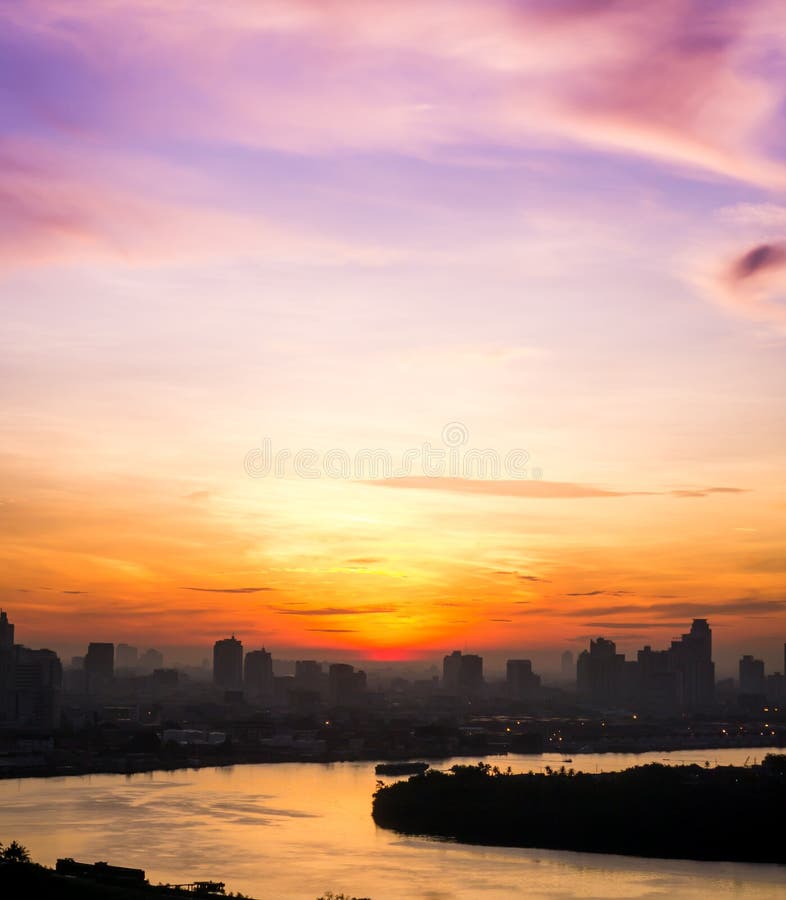 River View Sunrise in the Lovely Morning Stock Image - Image of ...