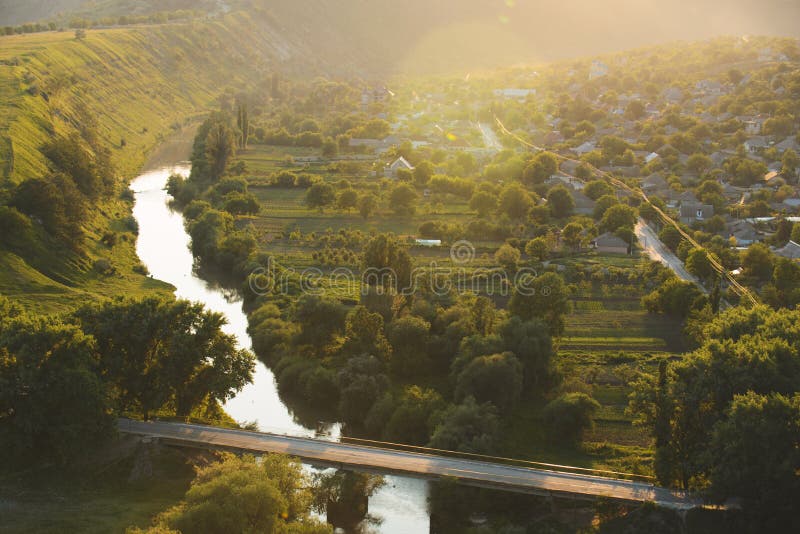 River and Village stock photo. Image of field, freedom - 72240534