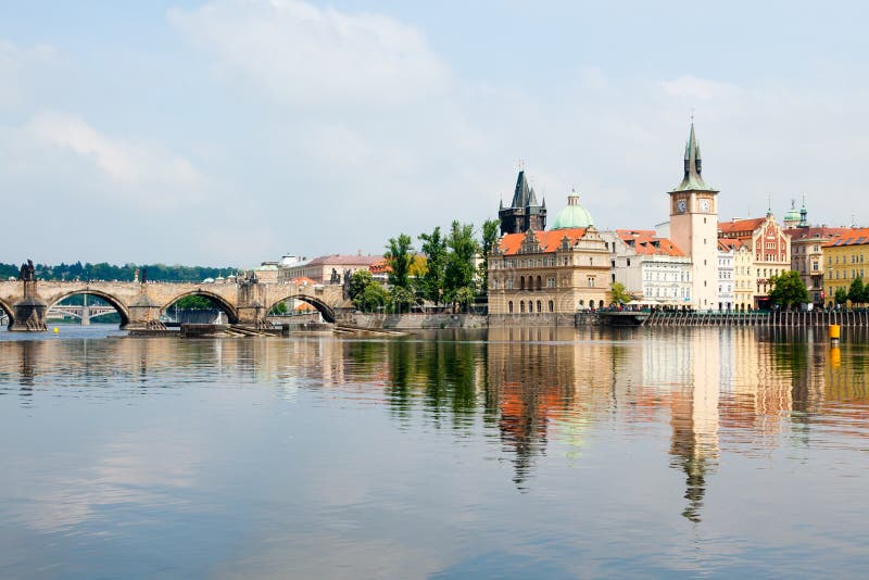 River Vltava with New Bridge Stock Photo - Image of steel, modern: 78764738