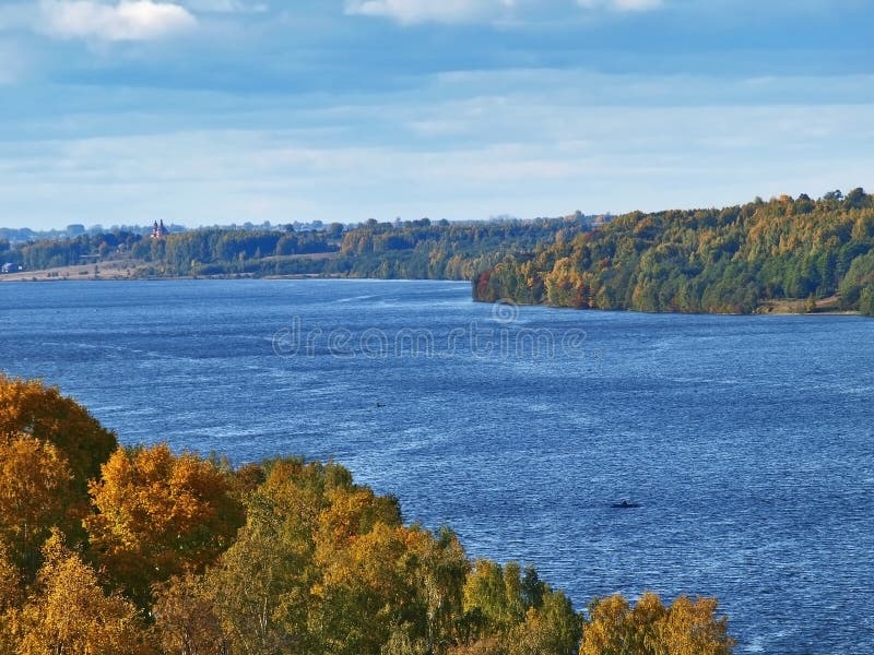 View of the Lock on the Volga River Near Uglich. Autumn Nature. Stock ...