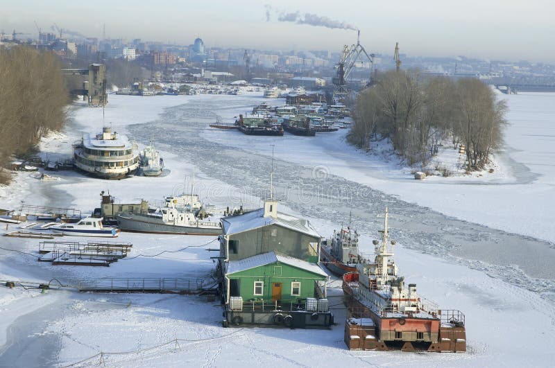 River Volga in winter time stock image. Image of track - 466773