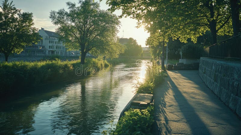 River Walk Path in Springtime Stock Photo - Image of springtime, river ...