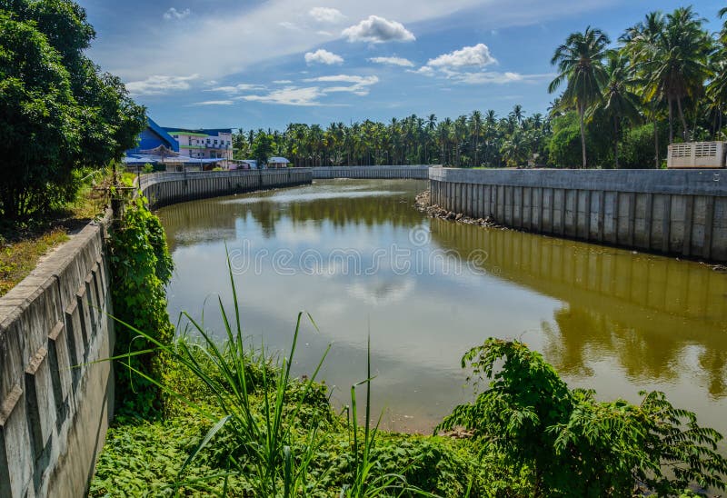 River Wall Protect and View in Thailand Stock Image - Image of ...