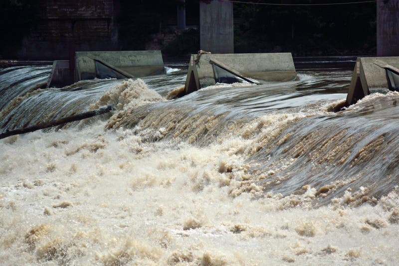 River Water Flowing Quickly Over an Overflow Dam Stock Image - Image of ...