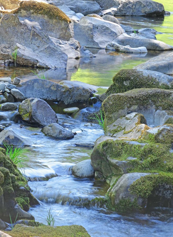Water Flow, Rocks and Moss stock image. Image of flow - 251671507