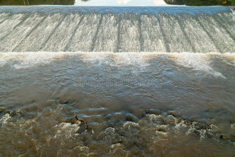River Water Flows Freely Over the Top of the Weir Stock Image - Image ...