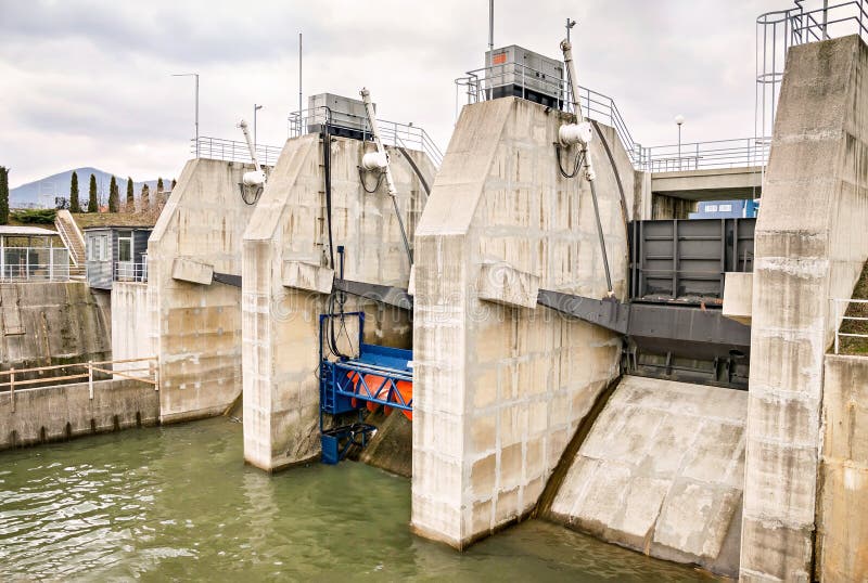 River Water Power Electricity Energy Dam Stock Image - Image of ...