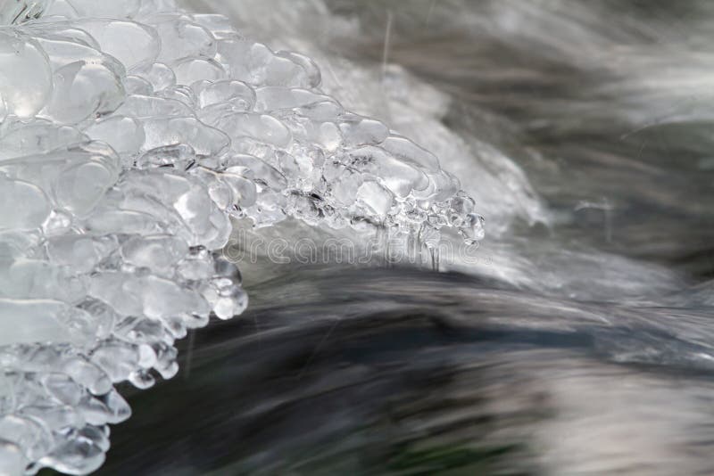 River Water is Rapidly Flowing Out from Under the Ice Stock Photo ...