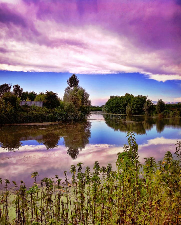 River stock image. Image of nature, violet, reflection - 135657117
