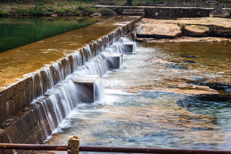 River Water Streams Falling from Stairs at Morning from Top Angle Stock ...