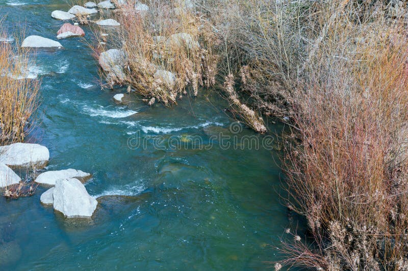 River Water Waves Brushing through the Stones. Stock Photo - Image of ...
