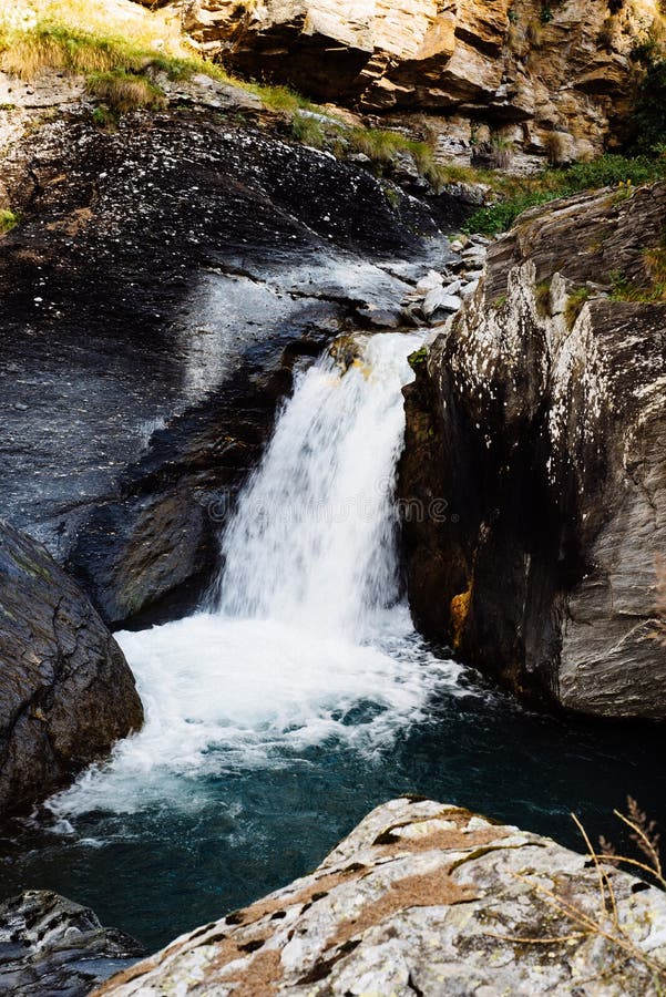 River Waterfall in the Mountains Slow Flowing Water Photographic Stock ...