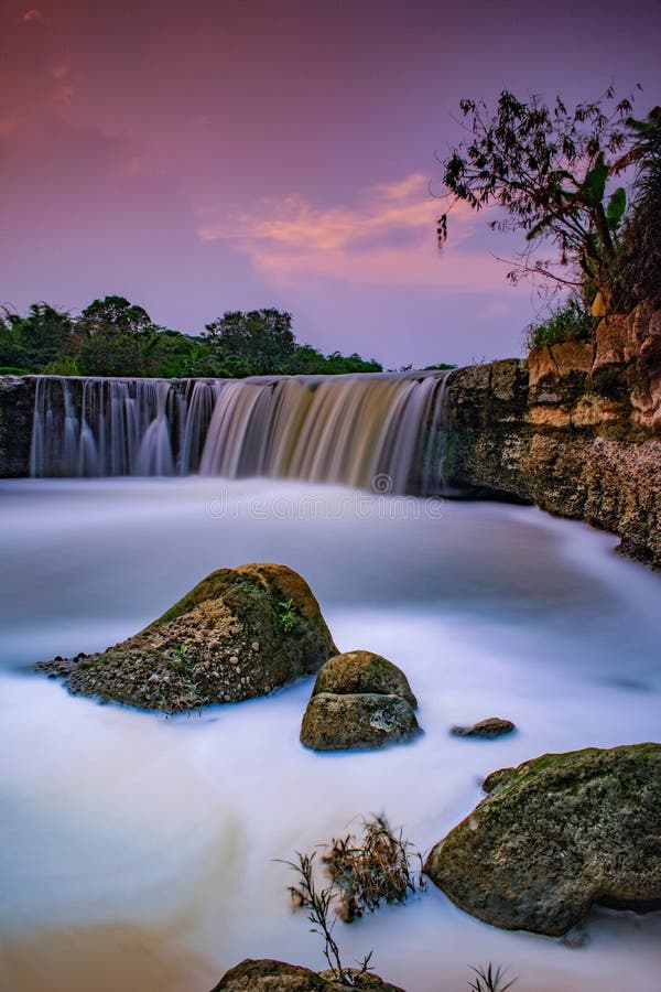 River Waterfall Nature Tropical Wallpaper Sunset Stock Image - Image of ...
