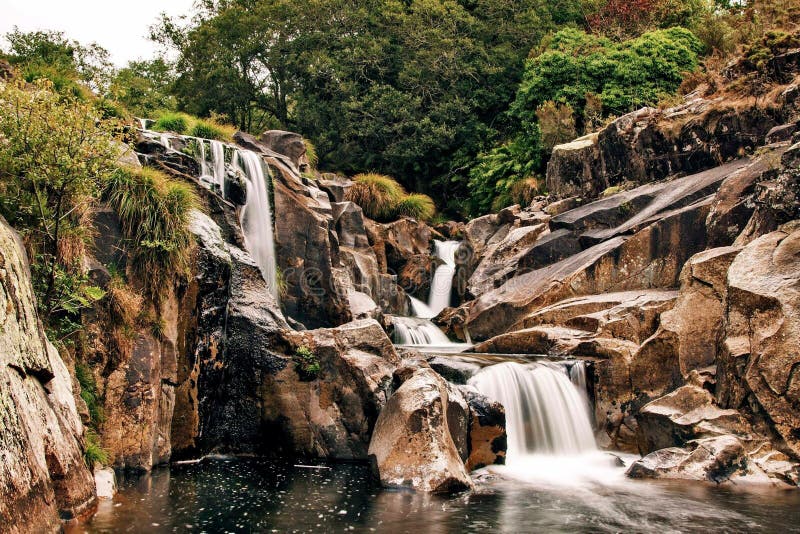 River waterfall stock photo. Image of rocks, river, galicia - 93578142