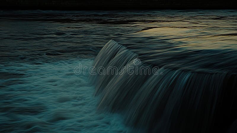 River Waterfall Sunset Nature Tranquil Flow Dark Stock Photo - Image of ...