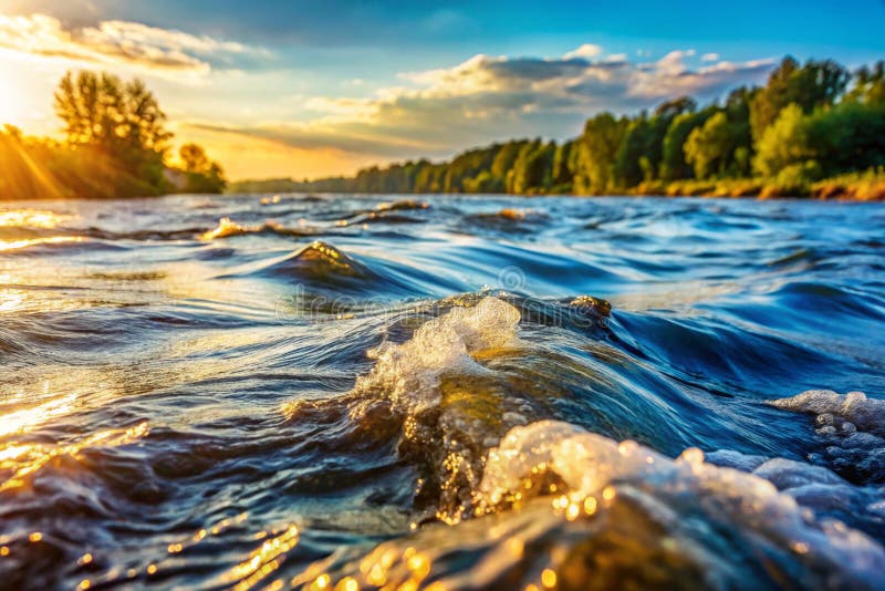 River Waves Background stock illustration. Illustration of peaceful ...