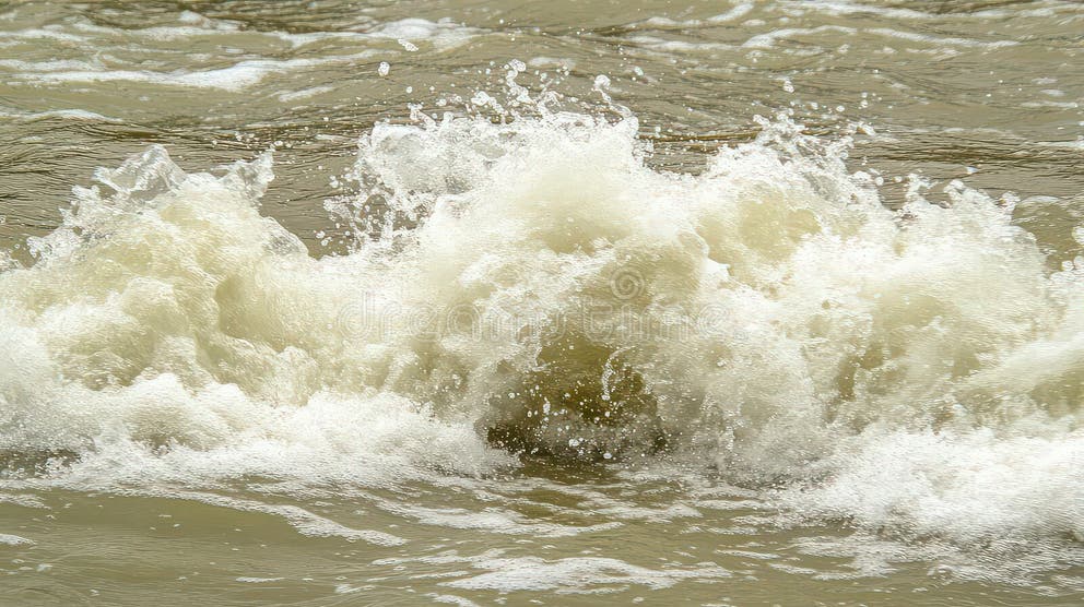 The river waves rose high. stock illustration. Illustration of winter ...