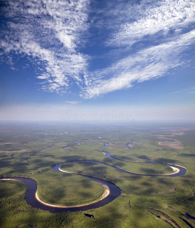 River Which Doing Loops in the Forest Stock Photo - Image of background ...