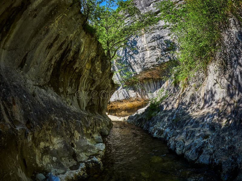 River in a Wild Gorge. Cheile Banitei Gorge, Romania Stock Image ...