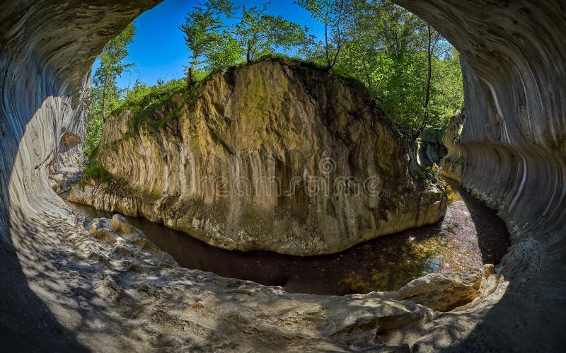River in a Wild Gorge. Cheile Banitei Gorge, Romania Stock Image ...