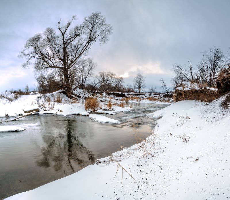 The river in winter stock image. Image of frost, scenery - 53798457