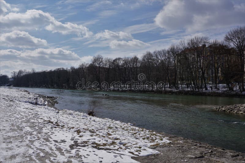 River in Winter in Germany with Snow Very Cold Stock Photo - Image of ...