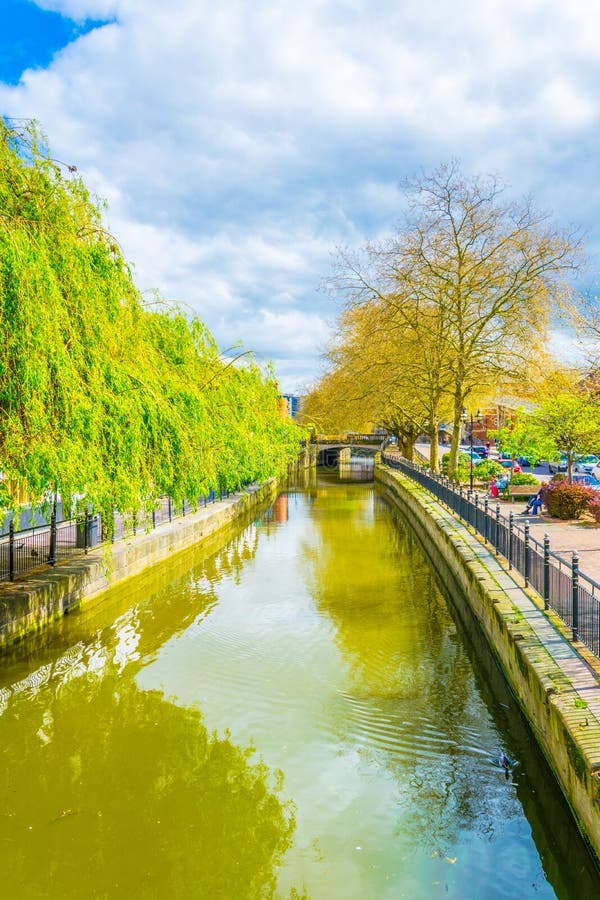 River Witham Passes Old Brick Buildings in Central Lincoln, England ...
