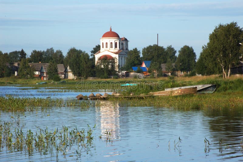 Onega river near Kargopol stock photo. Image of bush, north - 8097560