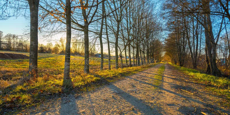 Fantastic Sunset View of a Riverside Pathway in Galicia, Spain. Stock ...