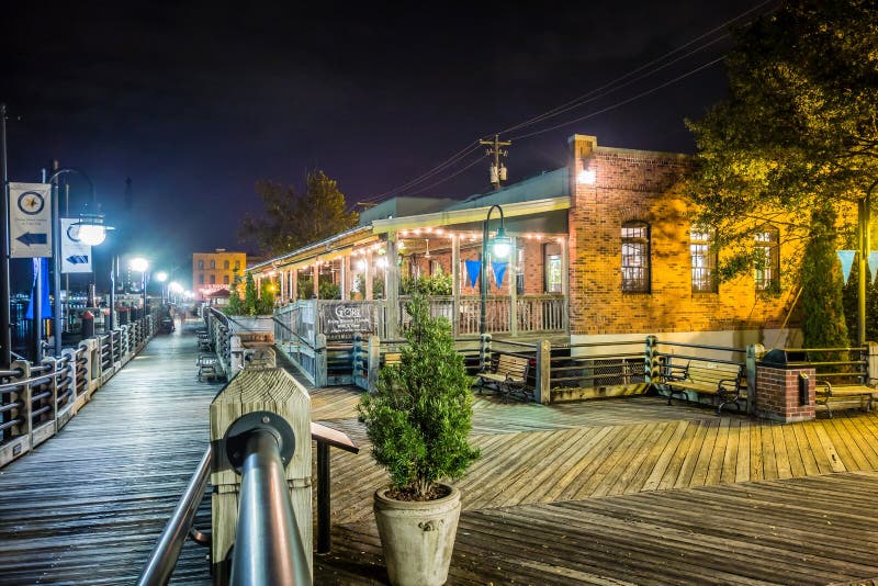 Riverfront Board Walk Scenes in Wilmington Nc at Night Stock Photo ...