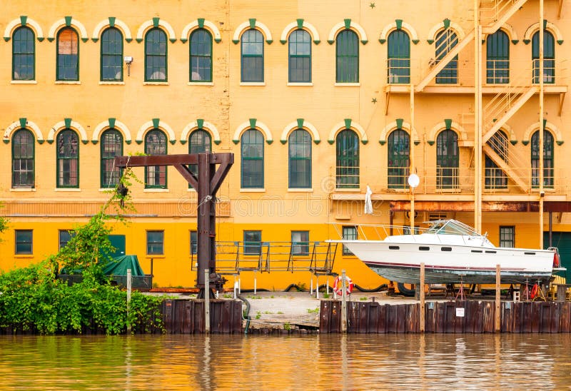 Riverfront building stock photo. Image of city, brick - 56580218