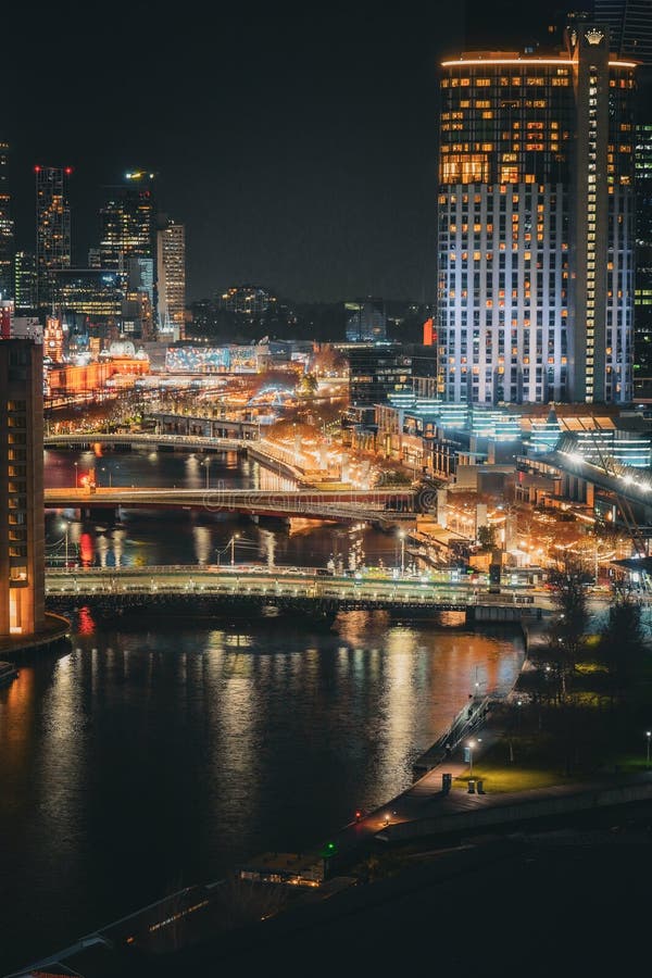 Riverfront Night View (Melbourne) Stock Photo - Image of melbourne ...