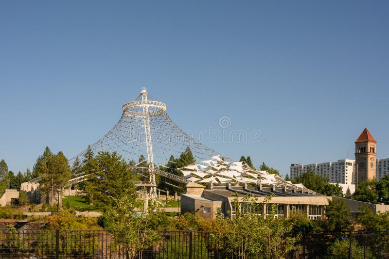 Riverfront Park Promenade in Spokane Stock Photo - Image of lawn, fence ...