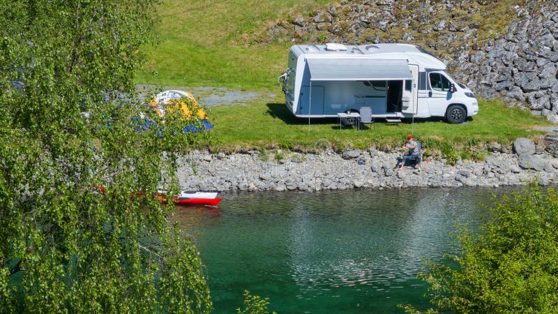 Waterfront RV Camping stock photo. Image of waterfront - 22607508
