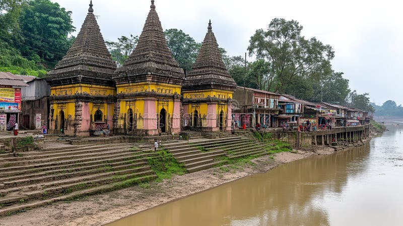 Riverfront Temples, India, Religious Architecture, Muddy River, Village ...