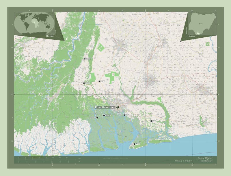Rivers, Nigeria. OSM. Labelled Points of Cities Stock Photo - Image of ... Rivers, Nigeria. OSM. Labelled Points of Cities Stock Photo - Image of ...