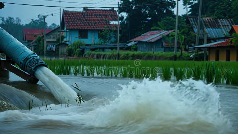 Rivers Overflow and Water Floods the Surrounding Rice Fields, Affecting ...