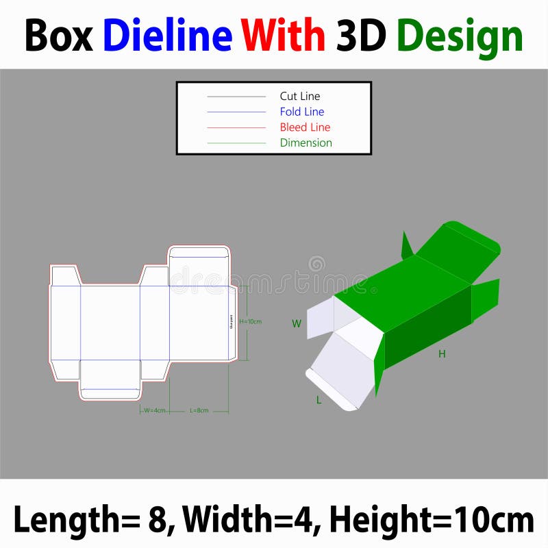 Rivers Tuck End Square Box 6x6x9cm Dieline Template Stock Vector - Illustration of folded ...
